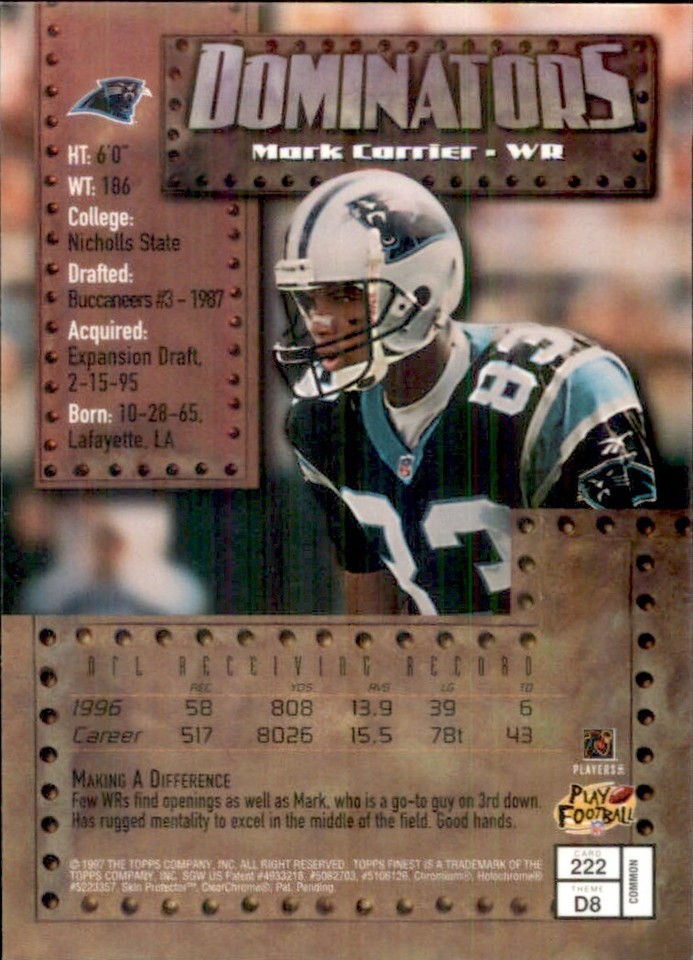 1997 Finest Mark Carrier Carolina Panthers #222 | eBay