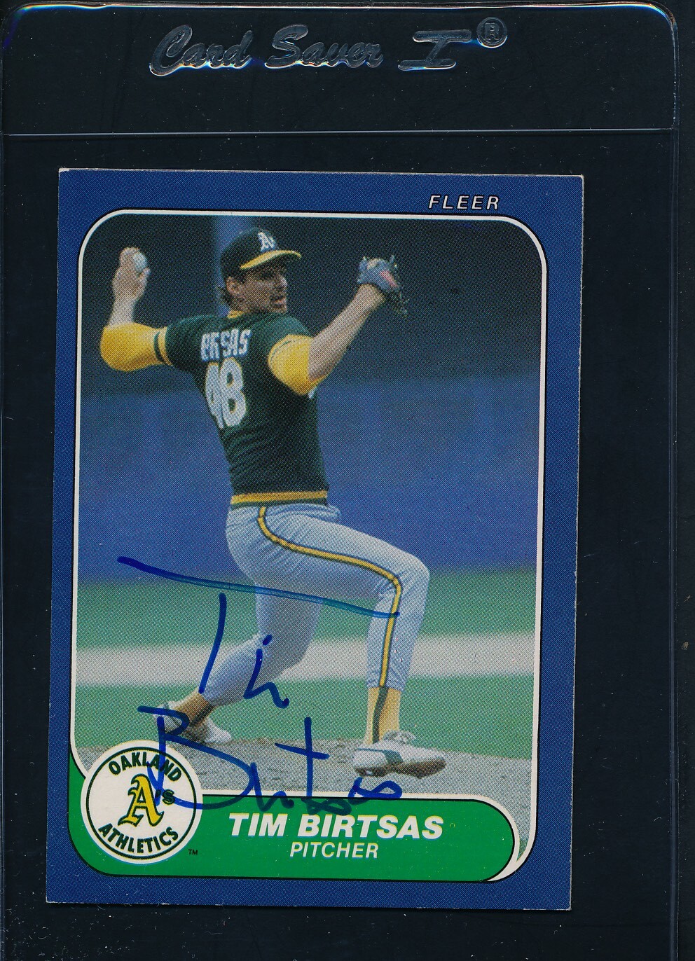 1986 Fleer #412 Tim Birtsas A's Signed Auto *50363 | eBay