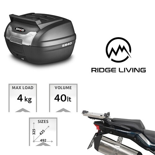 SHAD SH40 CARGO 40L Top Box + Fitting Kit Fits Benelli TRK502X 2020 ...