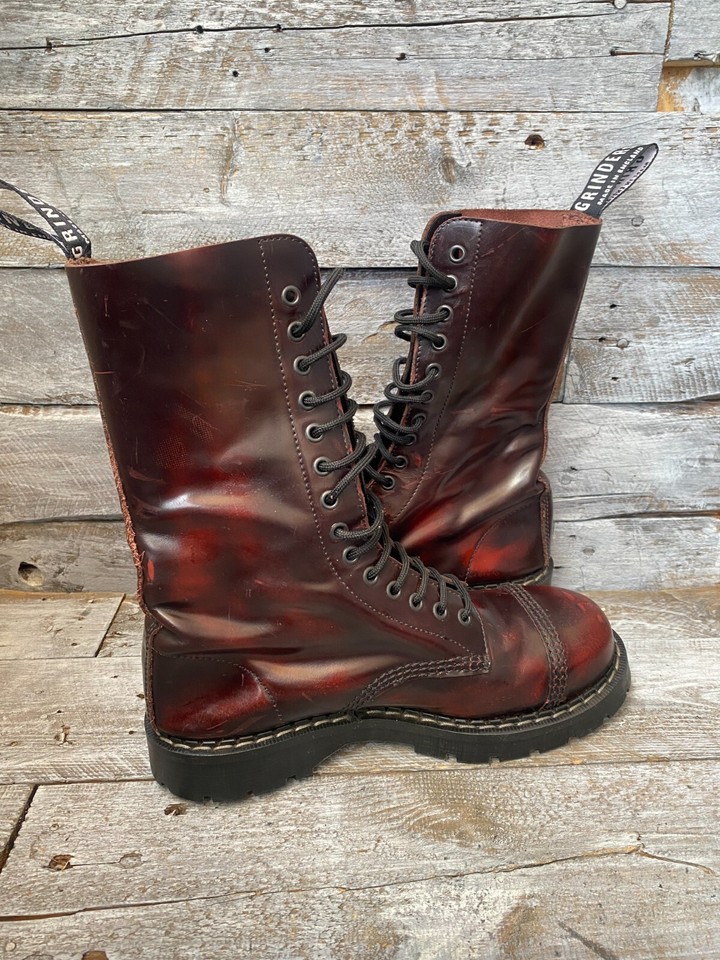 Vintage Grinder Stag air burgundy combat leather steel toe boots uk 7 ...