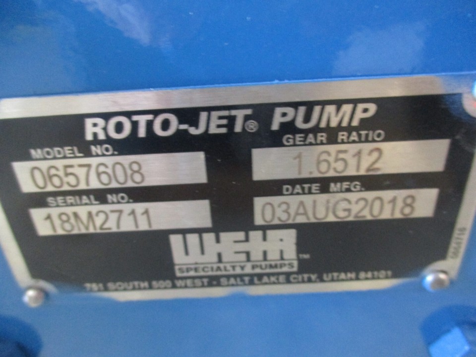 WEIR, ROTO-JET PUMP / 0657608 PUMP GEAR BOX MODEL, GEAR RATIO 1.6512 ...