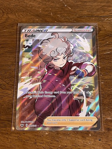 Bede 199/202 Sword & Shield Full Art Trainer Ultra Rare Holo Pokemon ...