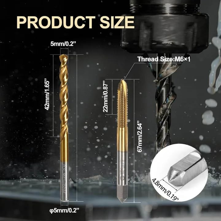 M6 x 1 Spiral Point Thread Tap and 5.0mm Twist Drill Bit Set, High ...
