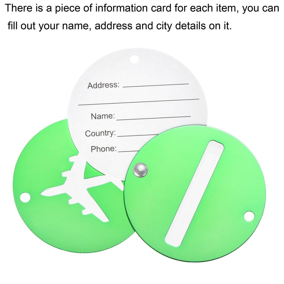 Luggage Tag 6cm Diameter Identifier Card Holder Label for Travel Green ...