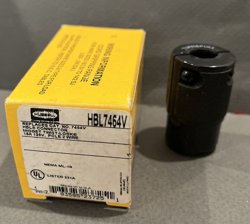 Hubbell Hbl7464V, Midget Twist-Lock Dead Front Plug, 15A, 125V, 2 Pole ...