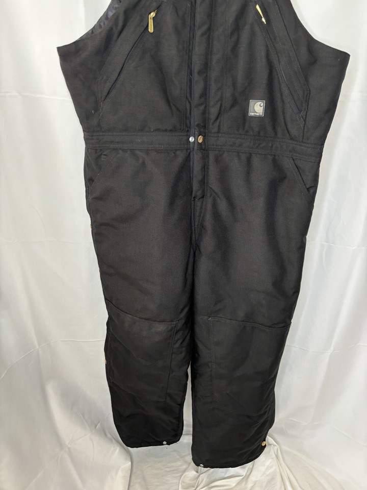 Carhartt R33 Men's Bib Overalls Size 40X30 Black RN# 14806 BLACK Work ...