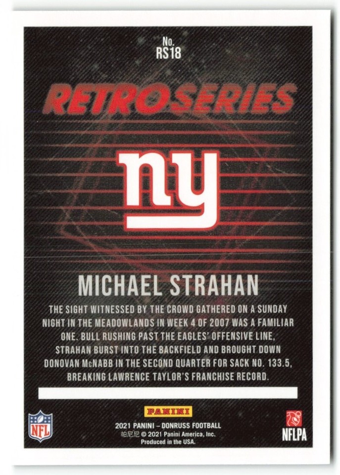 2021 Donruss Retro Series Michael Strahan New York Giants #RS18 | eBay