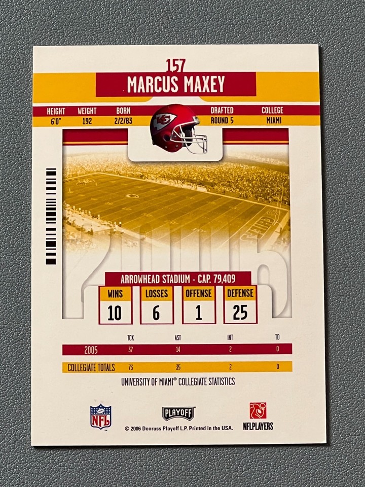 2006 Playoff Contenders Marcus Maxey SP Rookie Auto RC #157 Chiefs | eBay
