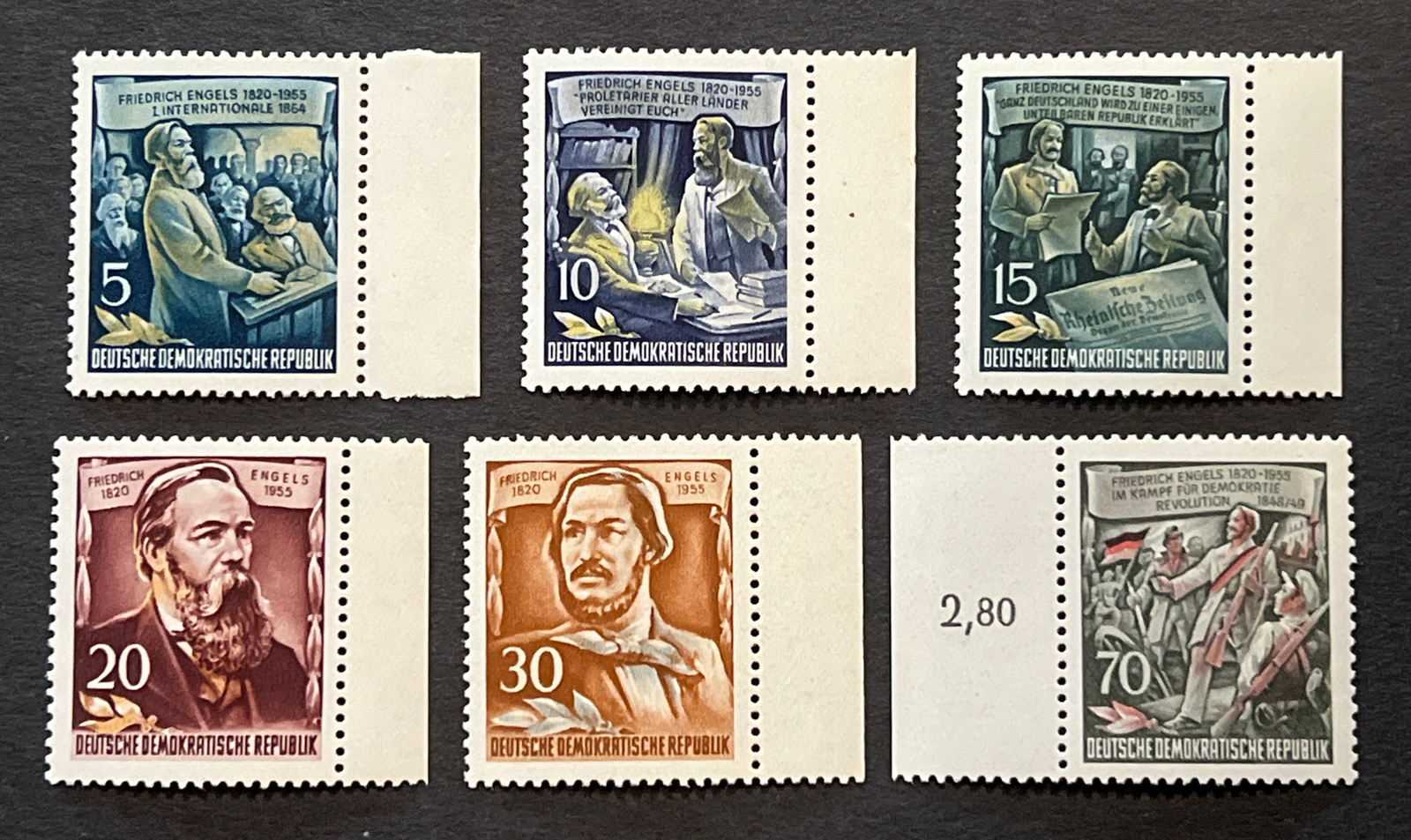 Travelstamps: 1955 GERMANY DDR STAMPS SCOTT #259-264 FRIEDRICH ENGELS ...