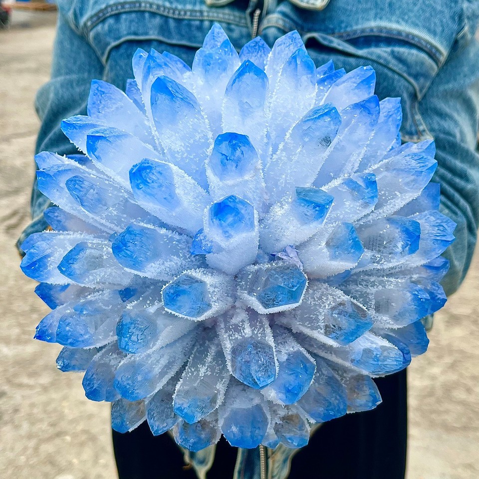 12.54LB eatiful blue Tibetan Ghost phantom Quartz Crystal Cluster ...