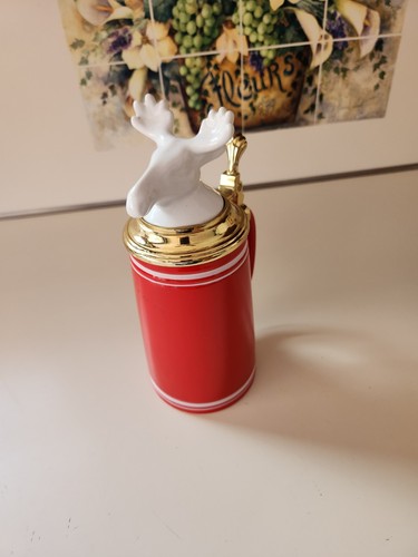 Moose Stag Head Threshold 9" Red Beer Stein with Gold Color Lid 2015 | eBay