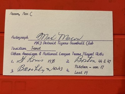 Max Macon🔥🔥MLB Debut: 1938 St. Louis Cardinals 🔥🔥Autograph🔥🔥🔥 | eBay
