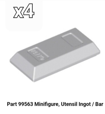 NEW LEGO Parts 99563 (x4) LIGHT BLUISH GRAY Minifigure, Utensil Ingot ...