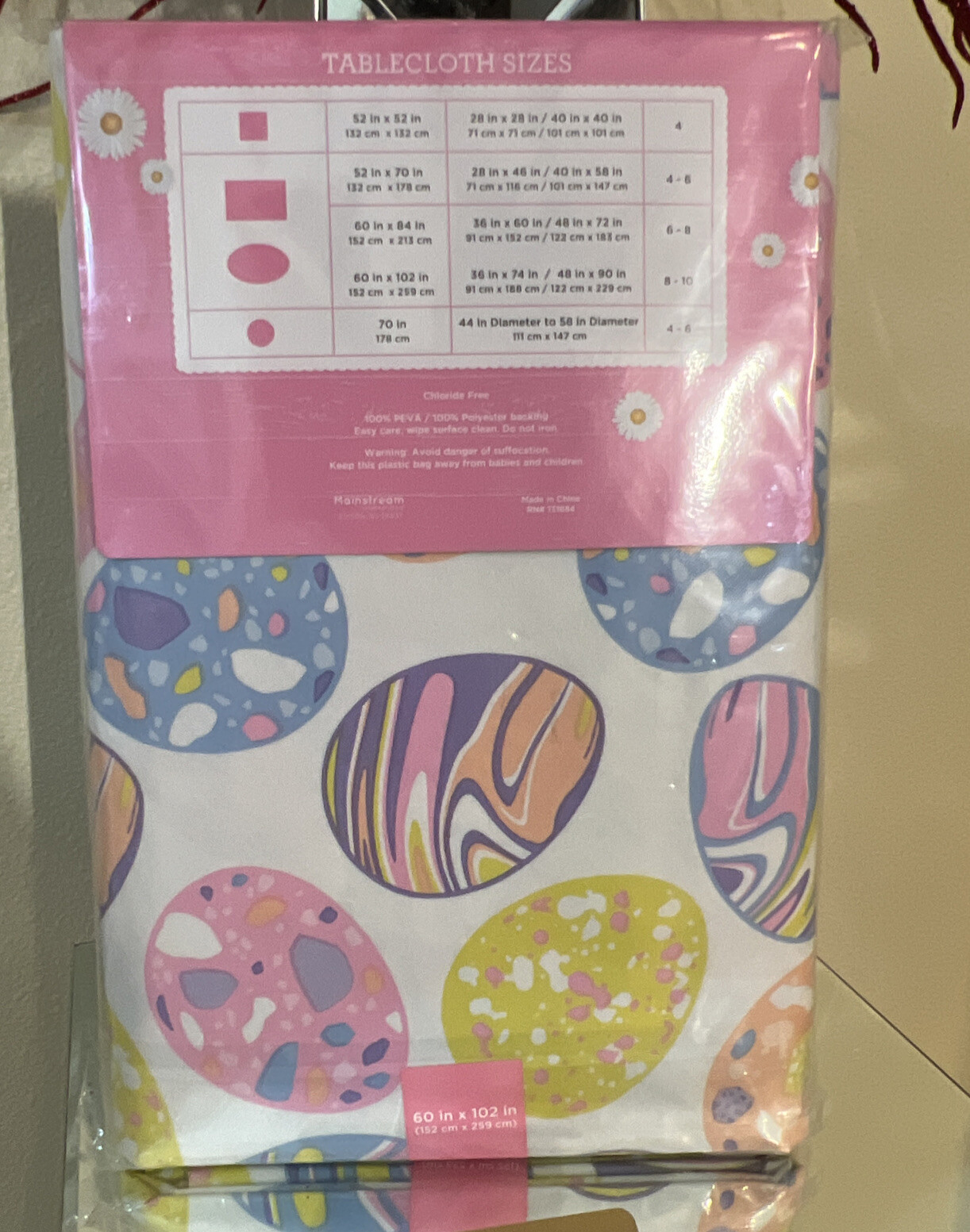 Peva Tablecloth 60”x102” Easter Spring Home Decor Eggs Multicolor NEW ...
