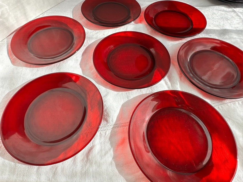 VINTAGE, 1930'S RUBY RED DEPRESSION GLASS ANCHOR HOCKING SIDE PLATES ...