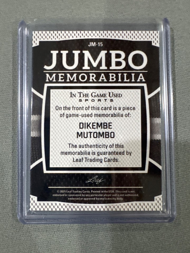 2025 Leaf Dikembe Mutombo Game Used Memorabilia 4/8 Laundry Tag | eBay