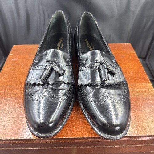 Johnston Murphy Optima Loafer Men 11M Black Leather Tassel Wingtip Shoe ...