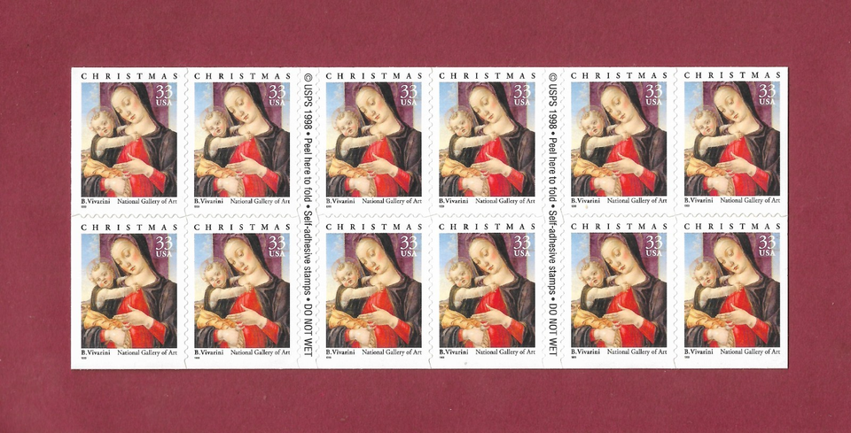 U.S. Scott 3355 Christmas Madona 1999 33 Cent Sheet of 20 MNH -Nice ...
