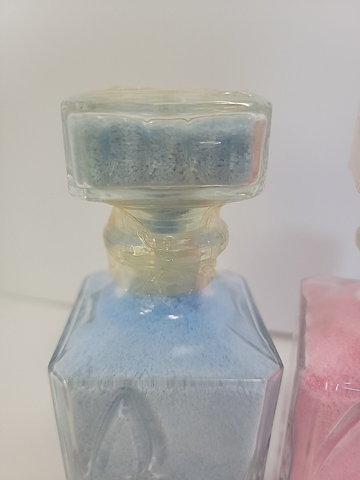 Vintage Pink Blue Bath Salts , glass jar Decanter Sealed | eBay
