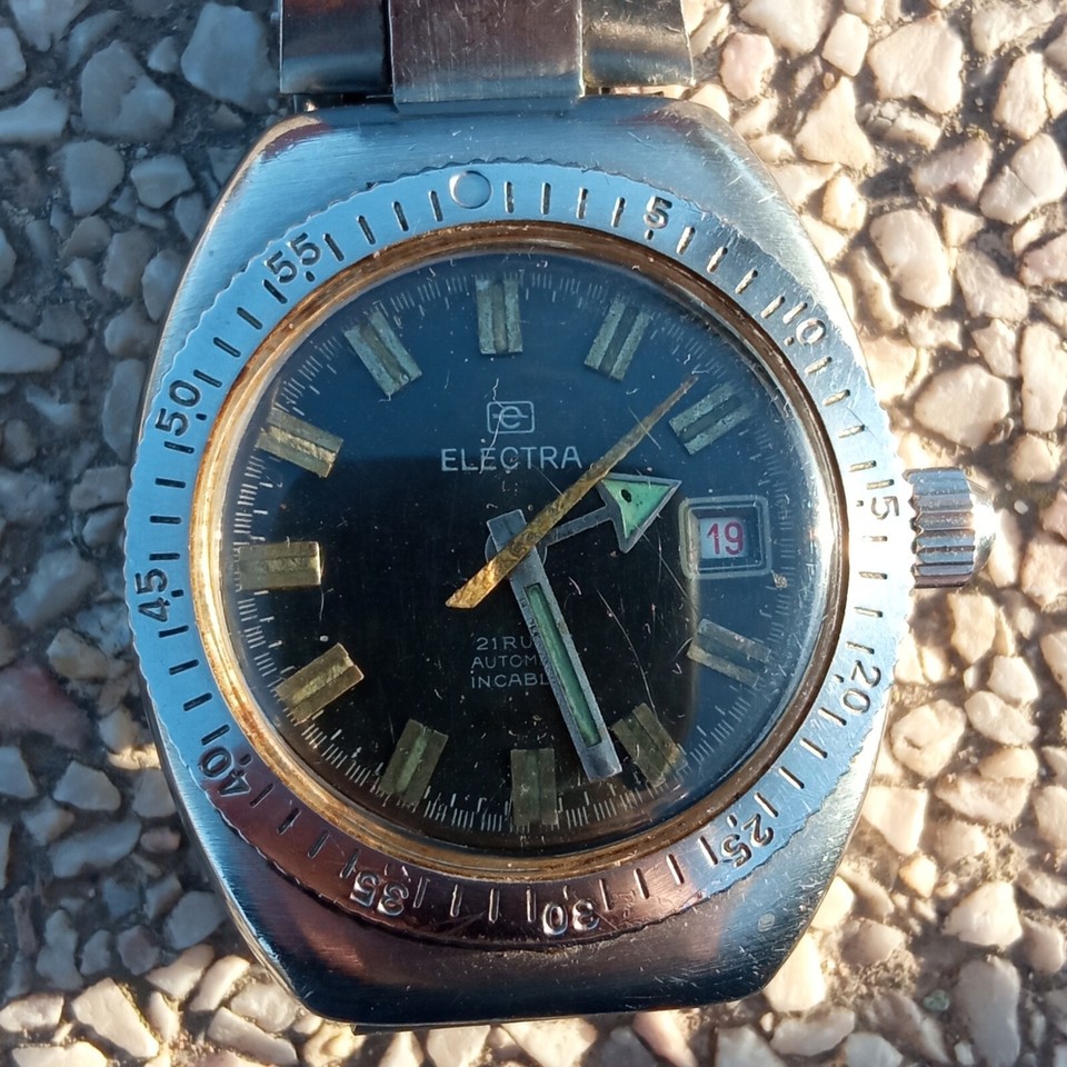 ELECTRA Skin Diver 20 ATM Automatic Stainless Steel Rare Vintage 38mm ...