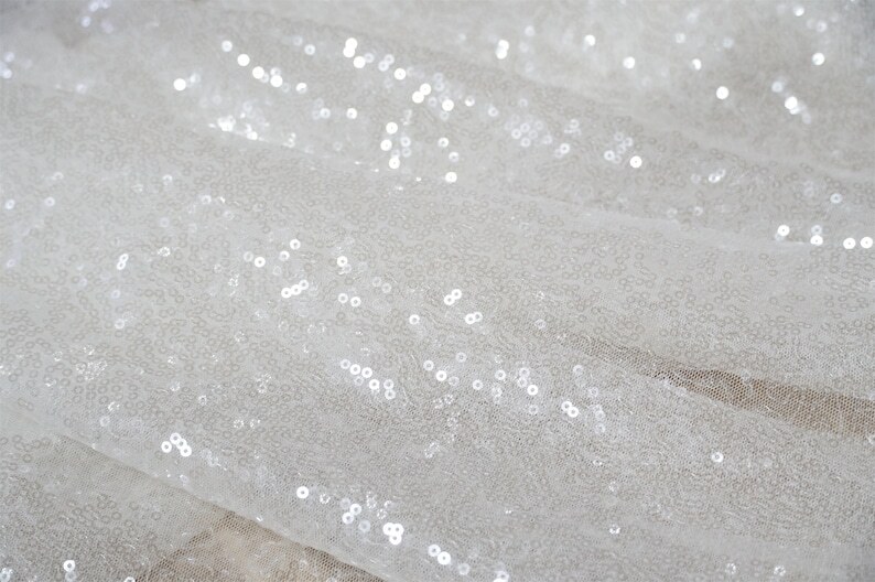Off White Sequin Fabric