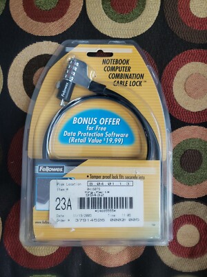 BNFS Fellowes Notebook Computer Combination Cable Lock #99432 | eBay
