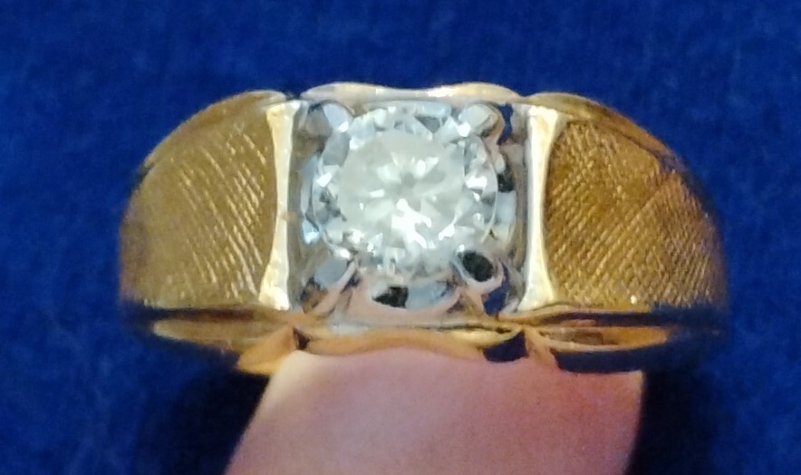 14K GOLD PLATED HGE LIND SIZE 13 RING WITH VINTAGE CU… - Gem