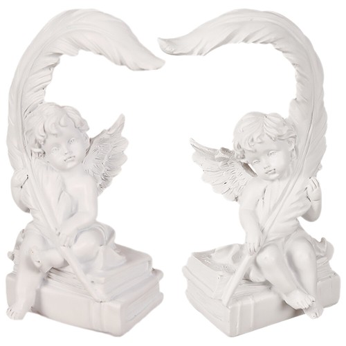 2pcs Résine Angel Figurine Plume Angel Statue Home Tabletop Decor Resin ...