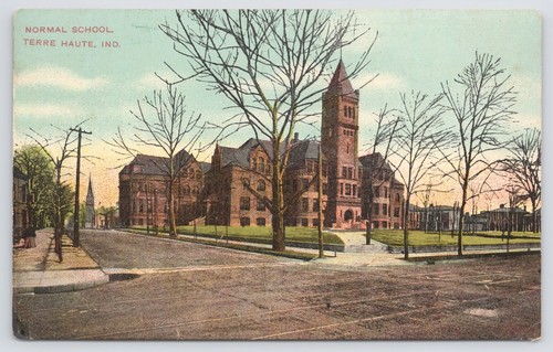 Terre Haute Indiana~Normal School-Street View~Church in Distance~c1910 ...