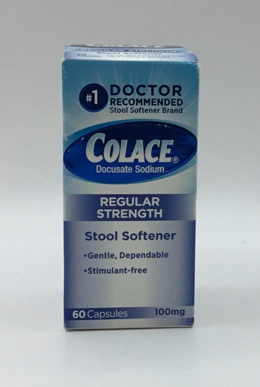 Exp 7/25 Colace Sodium Regular Strength Stool Softener 100 mg 60 CT Exp ...