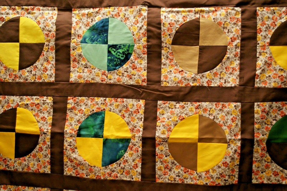 QT#2, Quilt Top, Couch Throw, Circle, Patchwork, 46 X 48 inches, Handcrafted | eBay