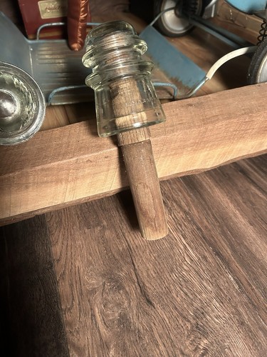 Antique Hemingray 17 Insulator Clear Glass With Oak Wood Peg Vintage | eBay