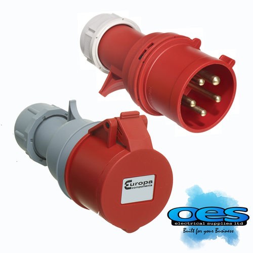 16 AMP 32AMP RED 415 VOLT 3 PHASE 4 PIN 5 PIN INDUSTRIAL PLUGS AND ...