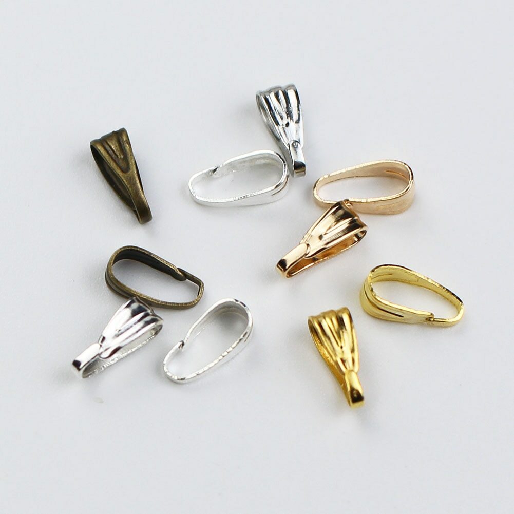 100pcs 7x3mm Snap-on Pendant Clasps Connectors Bails Clips for Necklace ...