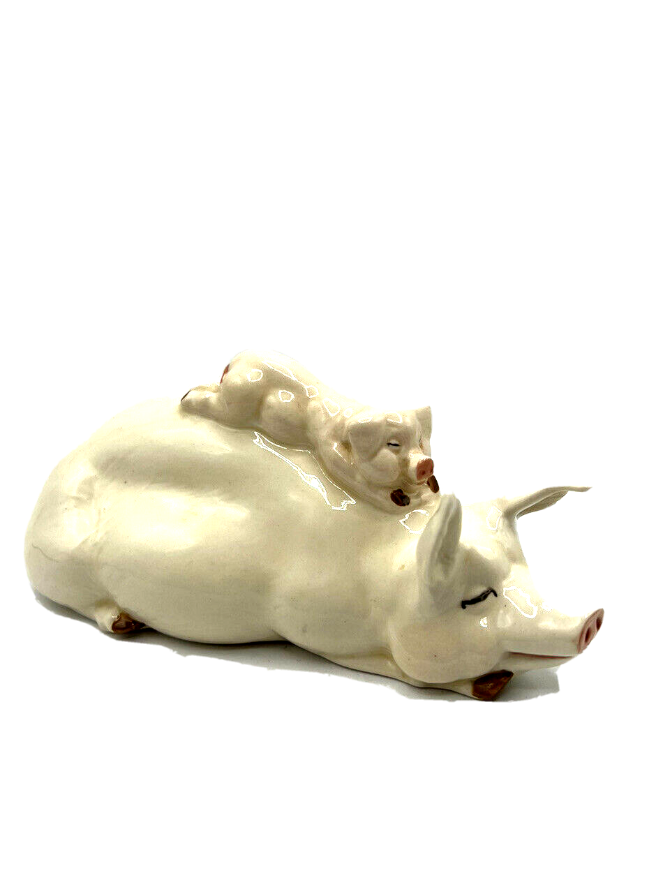Vintage BESWICK PIG & Piglet Girl Porcelain China SOW Figurine England ...