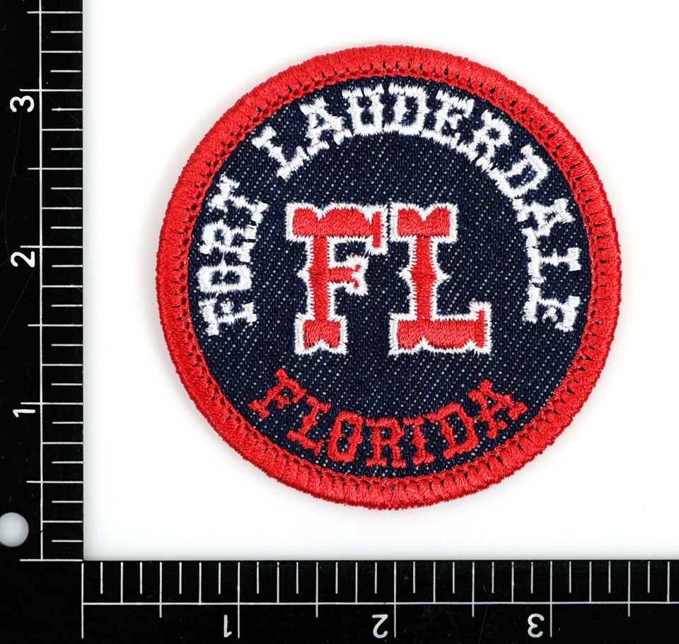 Fort Lauderdale Florida Embroidered Patch Black/Red Iron-On Sew-On Hat ...