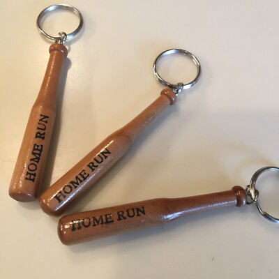 3 Vintage Keychain Mini Wood Baseball Bat ‘HOME RUN’ | eBay