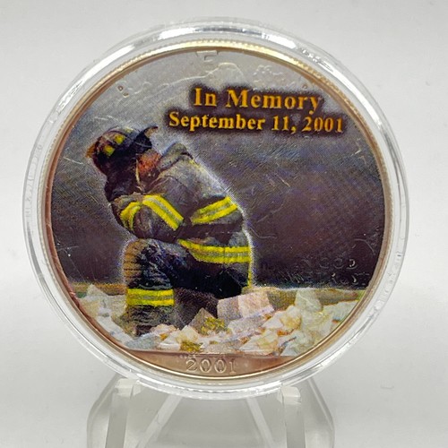 2001 UNITED STATES 1 OZ SILVER AMERICAN EAGLE 9/11 PAINTED EAGLE IN ...