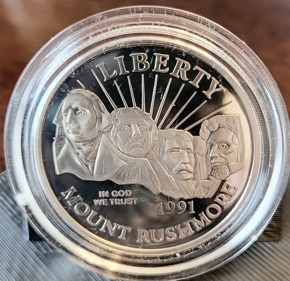 1991 U.S. Mint Mount Rushmore Anniversary (2) Coin Proof Set w/ Box ...