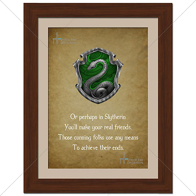 Harry Potter Slytherin House Crest Badge Movie Print Sorting Hat Quote ...