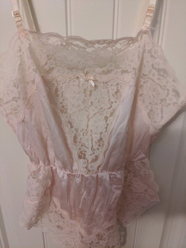 VTG Sexy Satin Pink Nylon Teddy Flutter High Leg Sheer Sissy Panty Sm 8 ...