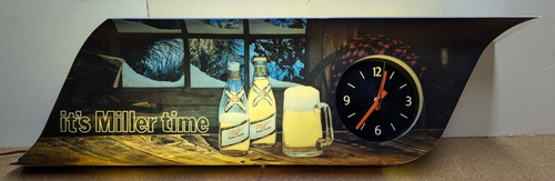 "It's Miller Time" Miller Beer lighted clock sign with Winter Scene 36 ...