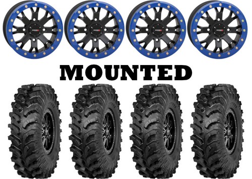 Kit 4 ITP MT911 Tires 32x10-15 on System 3 SB-4 Beadlock Matte Black ...