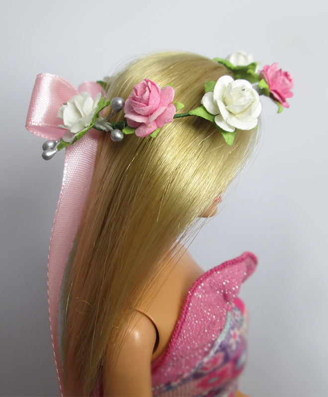 For Barbie Doll FR Handmade Long Big Ribbon Flower Crown Headband Hair ...