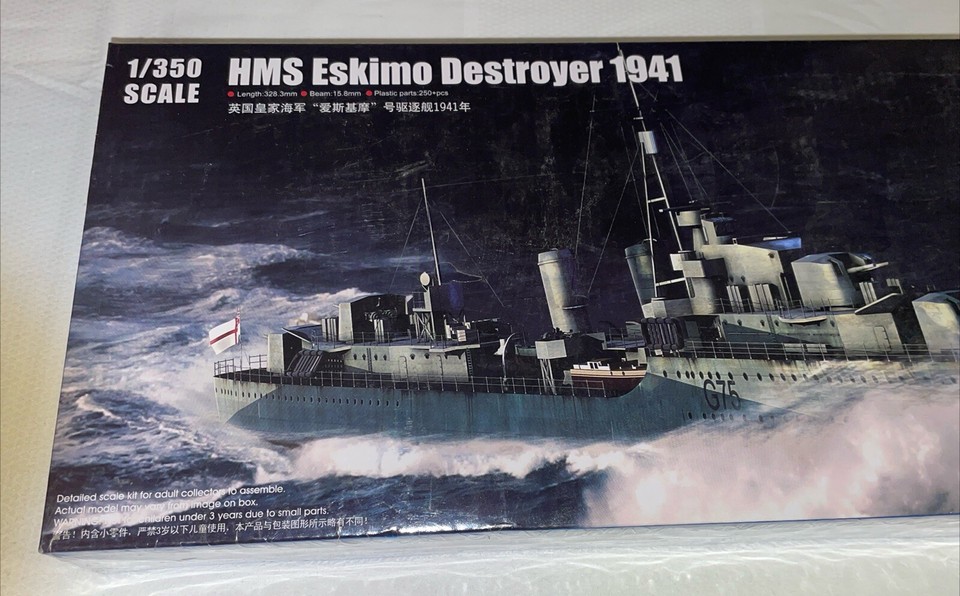 HMS Eskimo Destroyer 1941 - Trumpeter 1/350 Scale Unassembled Kit#05331 ...