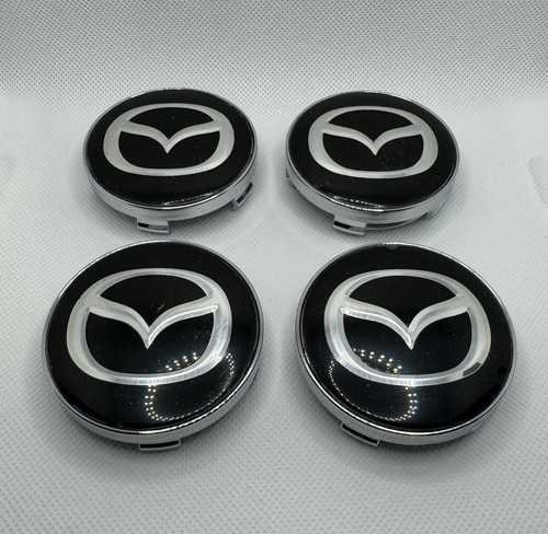 Mazda Black Wheel Center Caps Silver 60mm 4pc RX8 RX7 MX5 3 6 Cap ...