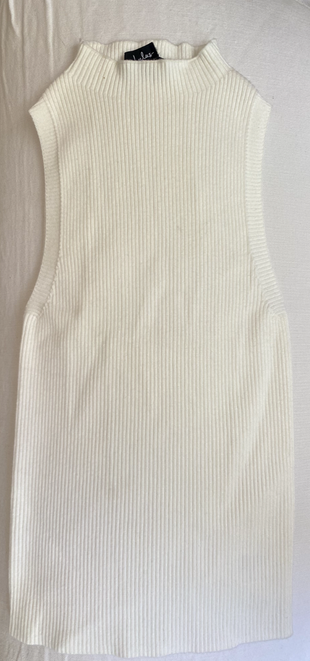 Lulu's Seasonal Sophistication White Ribbed Mock Neck Sweater Tank Top ...