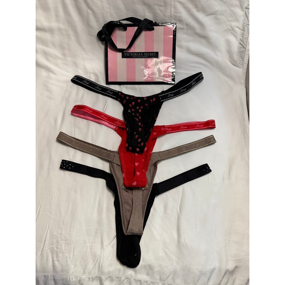 NWT/NWOT PINK by Victoria’s Secret String Thong Panty Lot – Size M | eBay