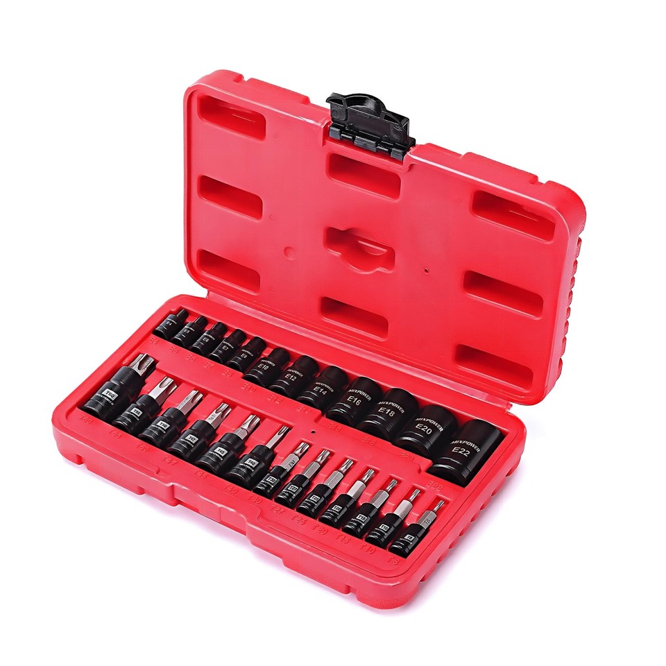 25PCS Torx Bit Socket and External Socket Set T8- T60 & 12 Female E ...