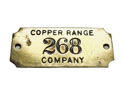 Copper Range Company Number 268 Tag White Pine Michigan Vintage Brass ...